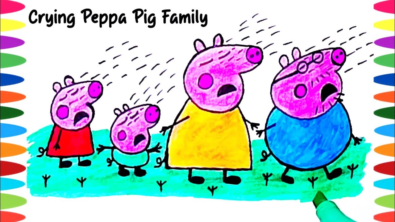 How to Draw Crying Peppa Pig Family - YouTube
