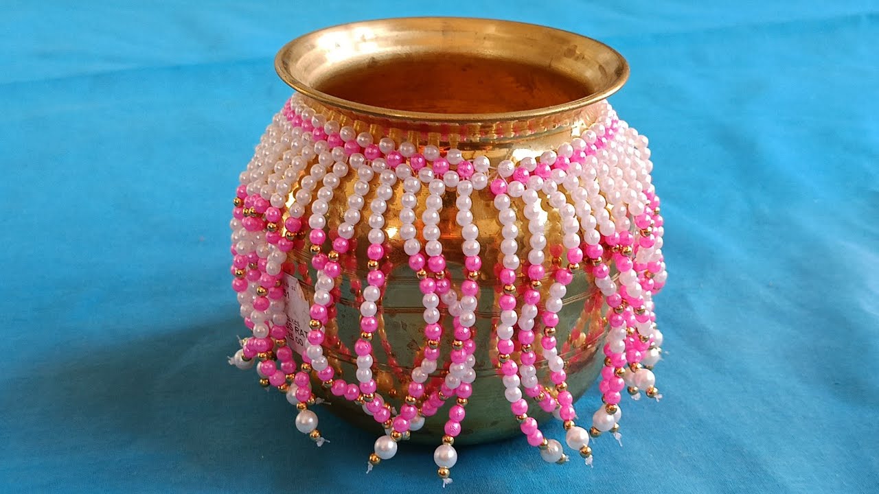 Kalash Decoration | Beaded Kalash Decoration Ideas मोती कलश | DIY ...