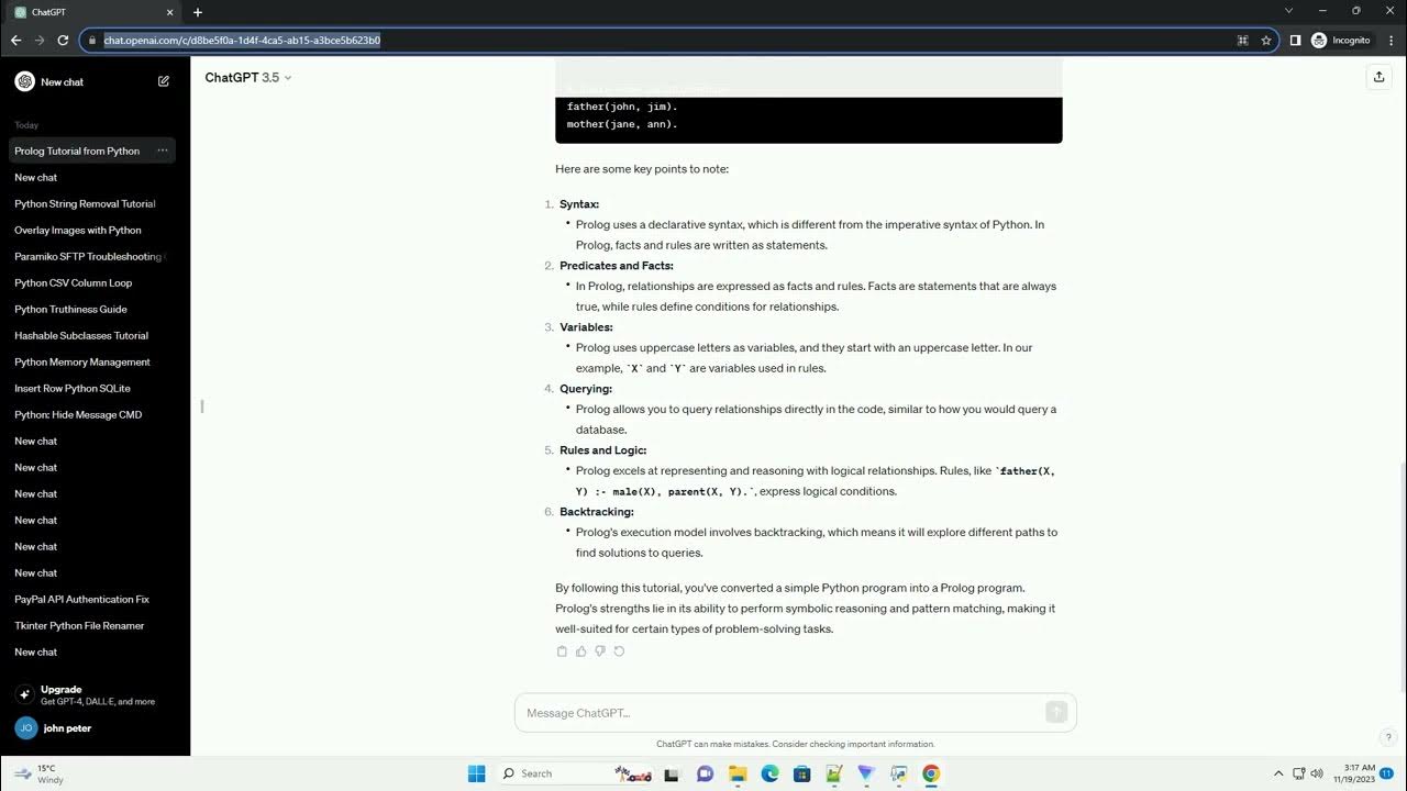 Prolog programing convert from python code - YouTube