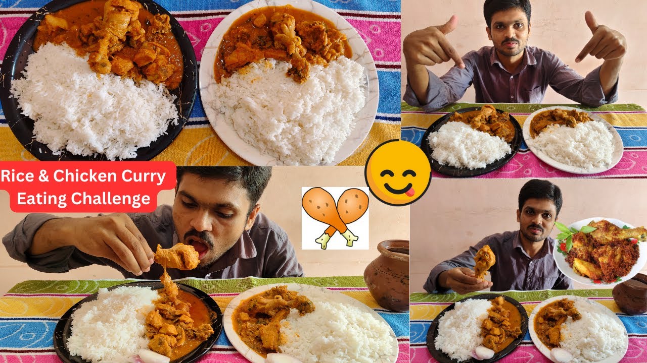 CHICKEN CURRY WITH RICE EATING CHALLENGE | WHITE RICE & CHICKEN CURRY ...
