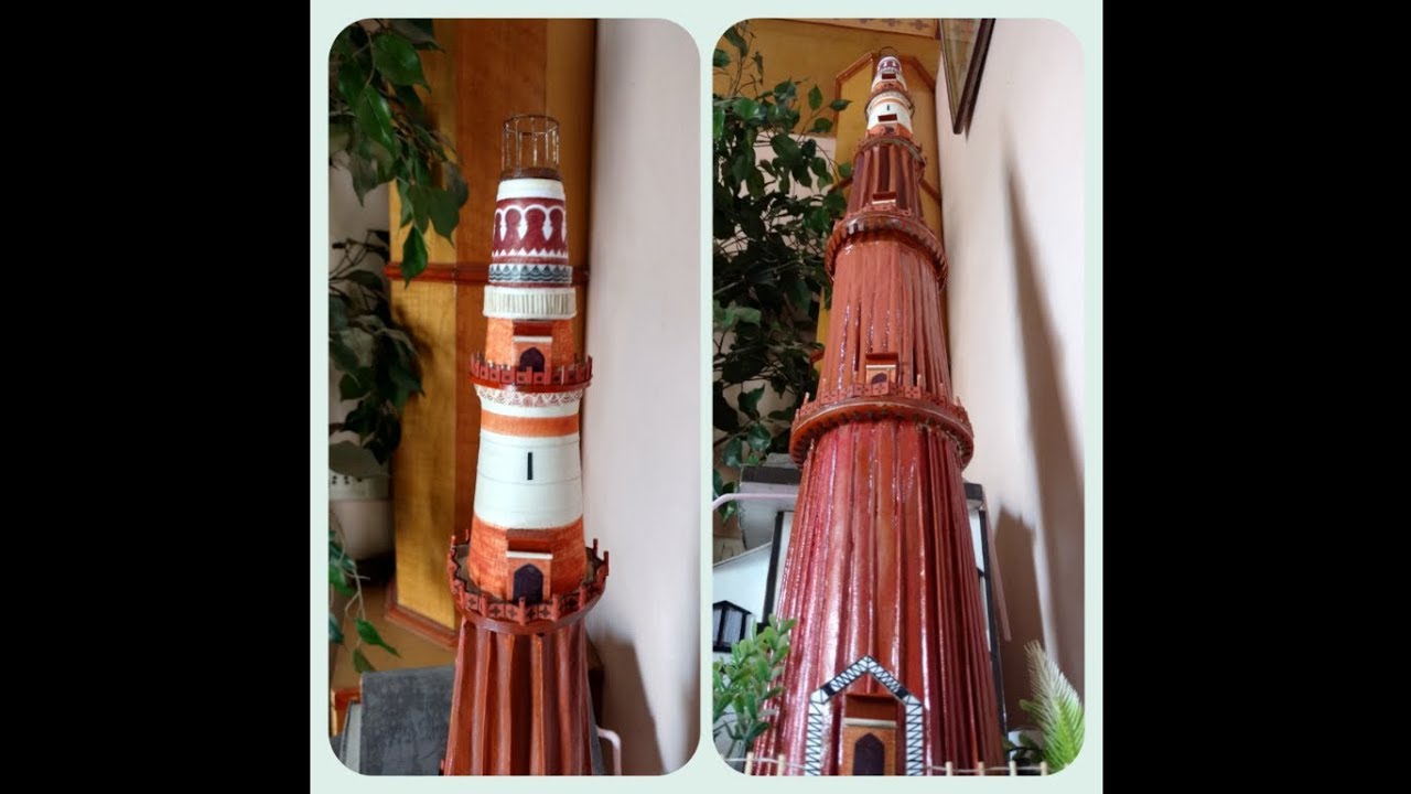 How to make QUTUB MINAR Model|DIY|Made out of Newspapers - YouTube