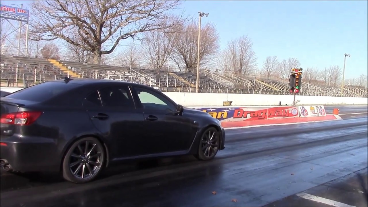 Lexus ISF 1/4 Mile Track Runs Stock 12.90 Sec - YouTube