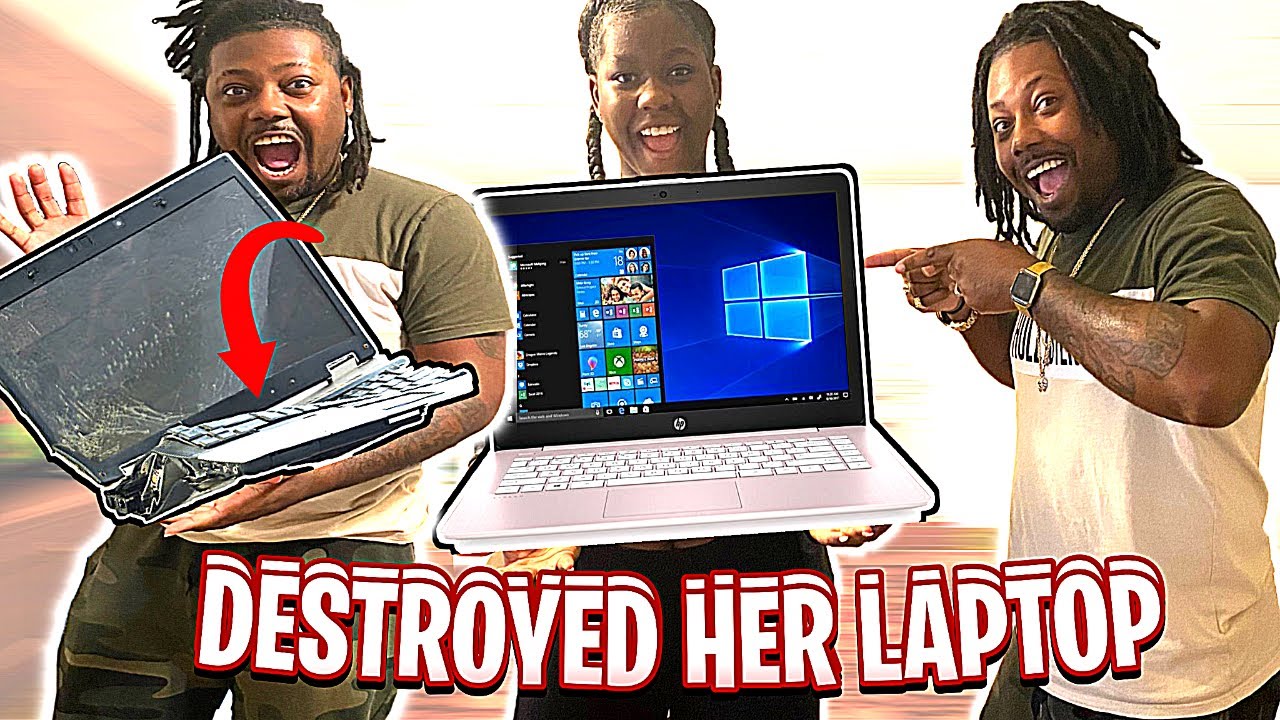 DESTROYING HER LAPTOP THEN SURPRISING HER WITH A NEW ONE! - YouTube