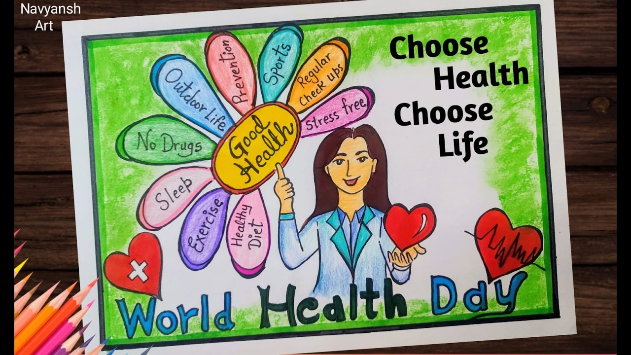 World Health Day poster drawing / Health Day chart making easy / Choose ...