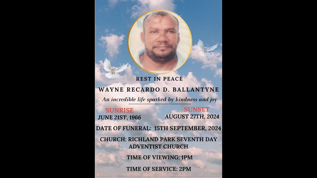 Wayne Recardo D Ballantyne - Funeral Service - YouTube