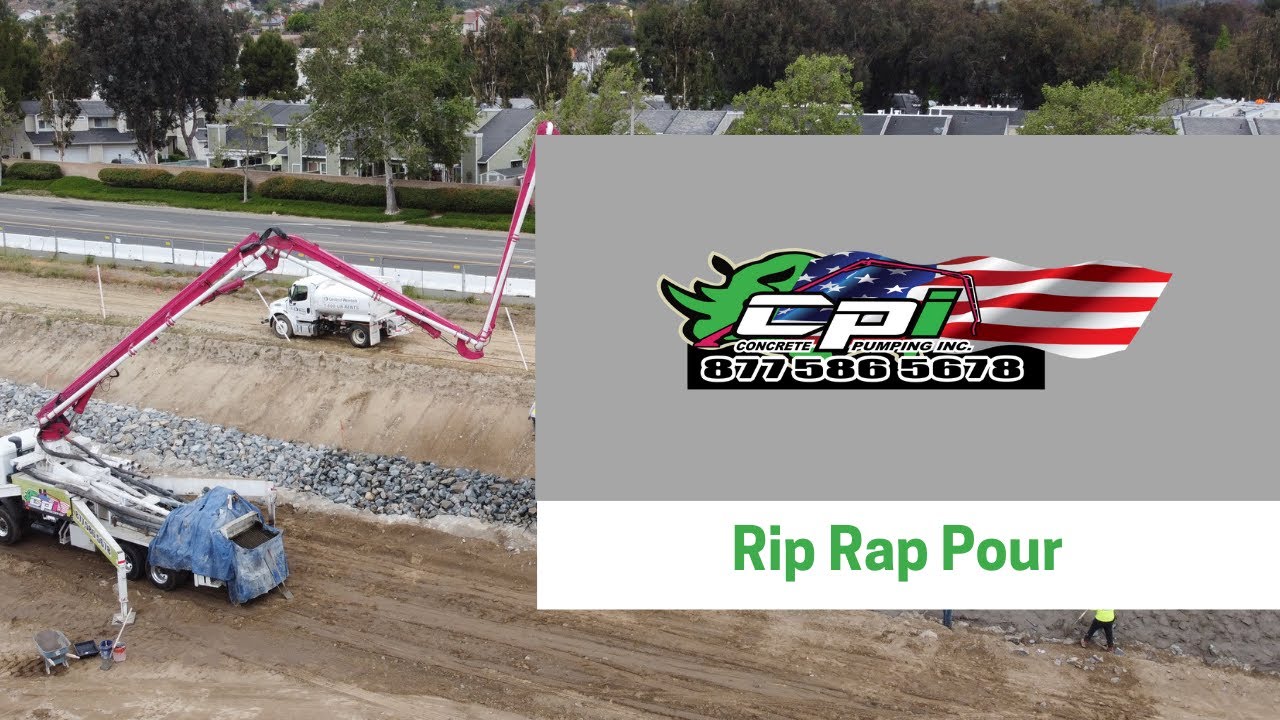 Rip Rap Pour | Concrete Placement Inc. - YouTube