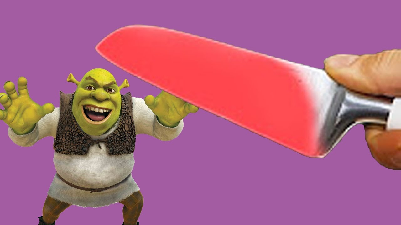 GLOWING 100000000 DEGREE KNIFE VS SHREK - YouTube