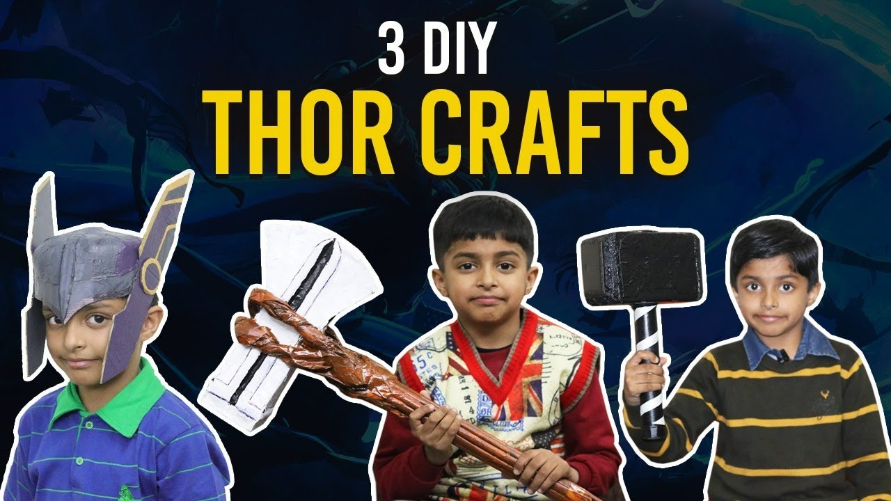 3 DIY Thor Crafts | Cardboard से बनाए Thor Hammer, Thor Helmet, Strom ...