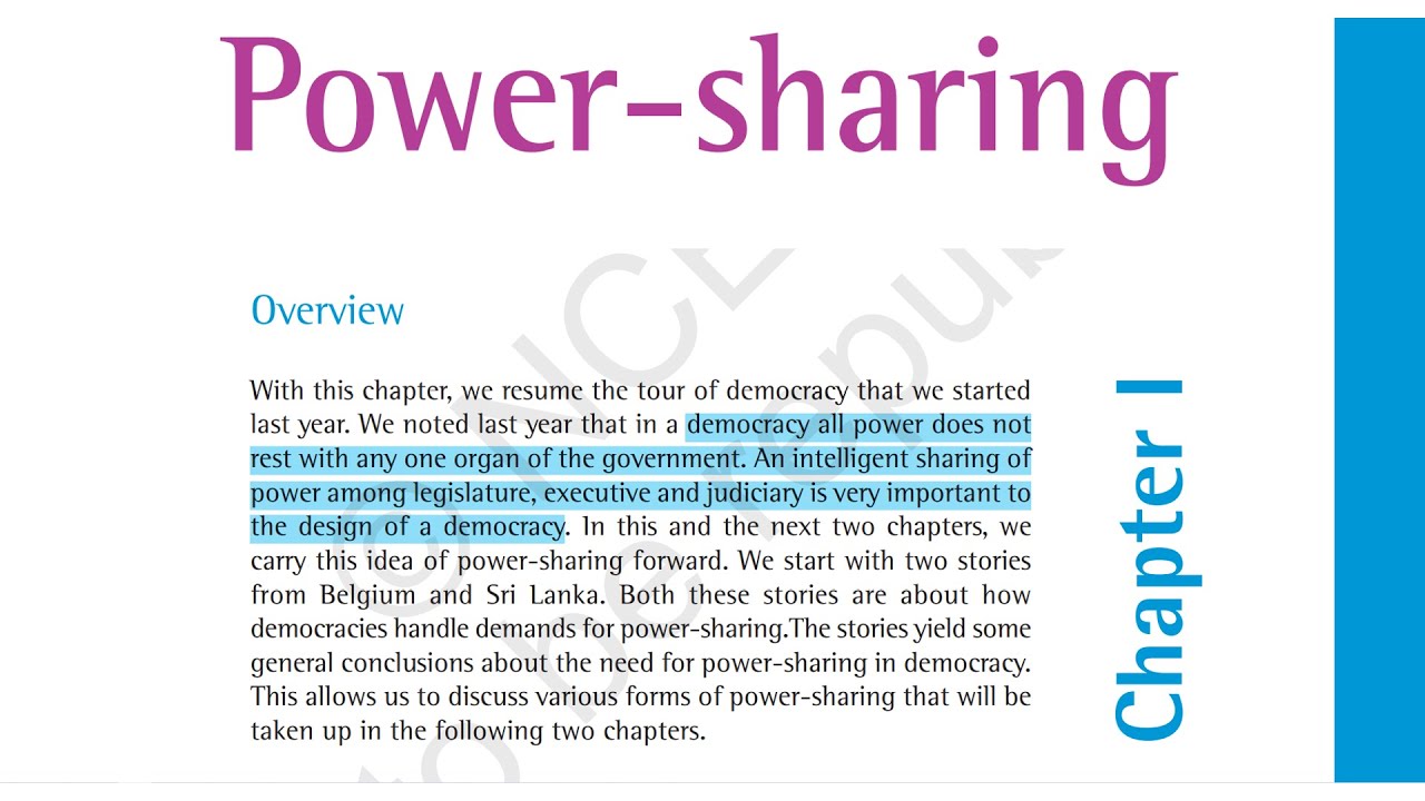 power sharing class 10 cbse | Class 10 civics chapter 1 ncert - YouTube