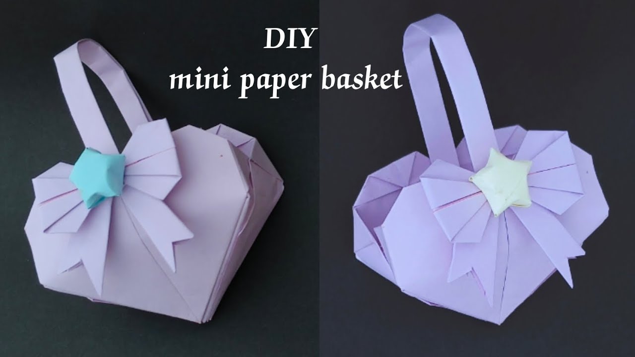 Cute mini paper Basket 🧺/Origami Basket 🧺/DIY-How to make paper heart ...