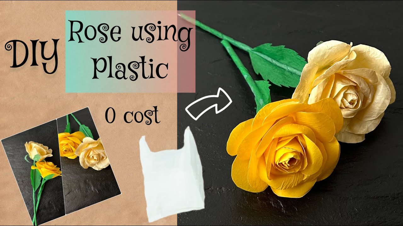 DIY Beautiful flower rose using plastic bag | 0 cost | flower making ...