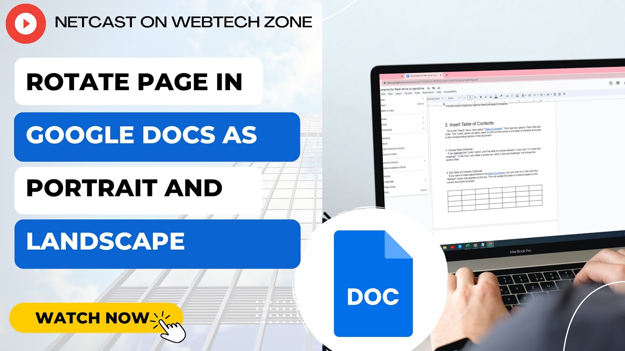 How to Rotate Page in Google Docs as Portrait and Landscape - YouTube