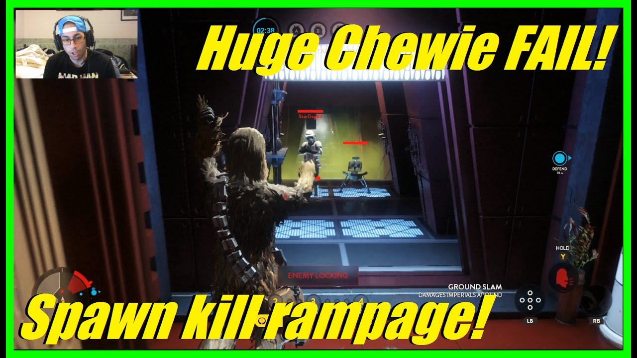 Star Wars Battlefront - Huge Chewbacca fail! | Awesome spawn kill rampage! (Carbon freezing ...