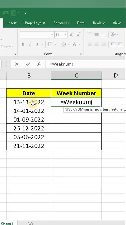 #Shorts | How to find week number in excel #exceltips - YouTube