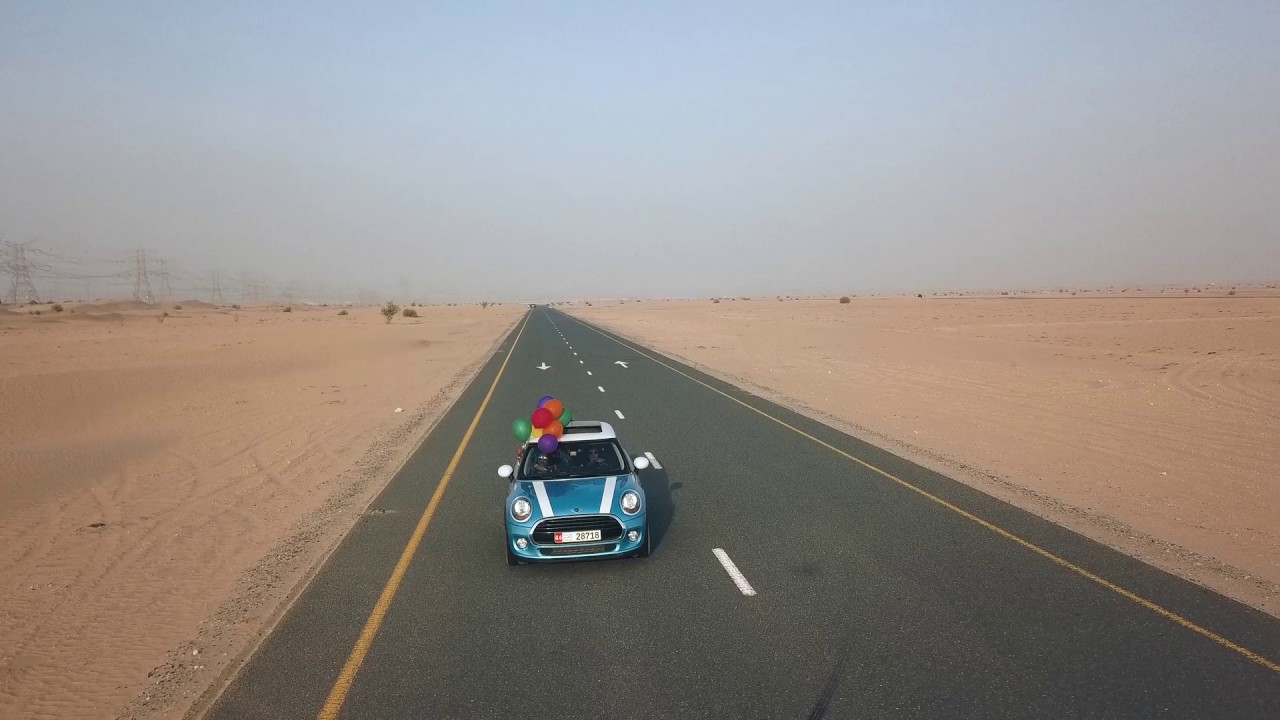 Slow Motion Vehicle Moving in Desert Road (Drone Cam Shot) - YouTube