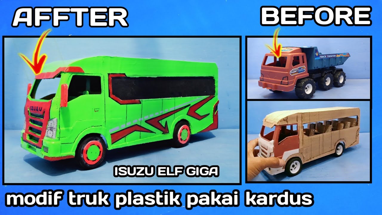 MODIF TRUK PLASTIK, jadi isuzu Elf NLR 55 - YouTube