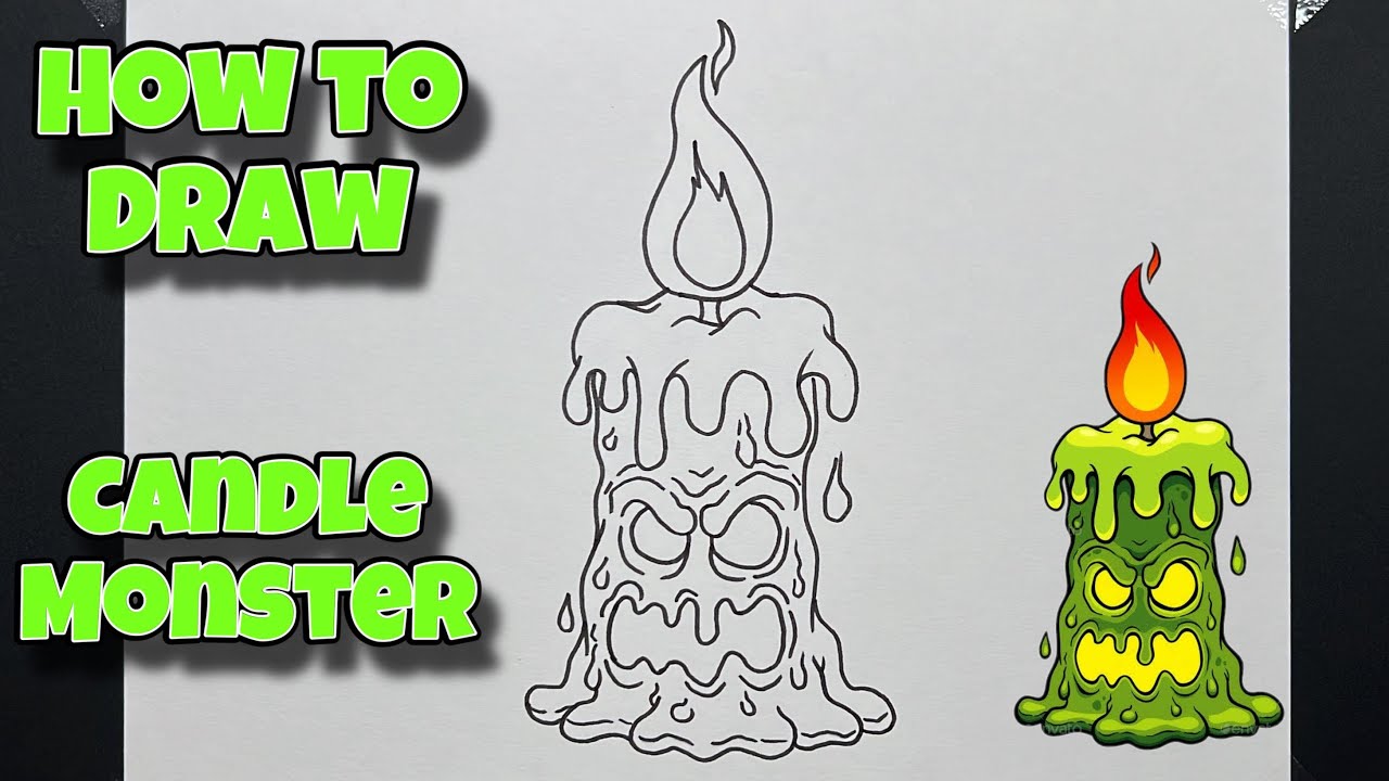 How To Draw A Candle Monster | Halloween Drawing #drawing #halloween # ...