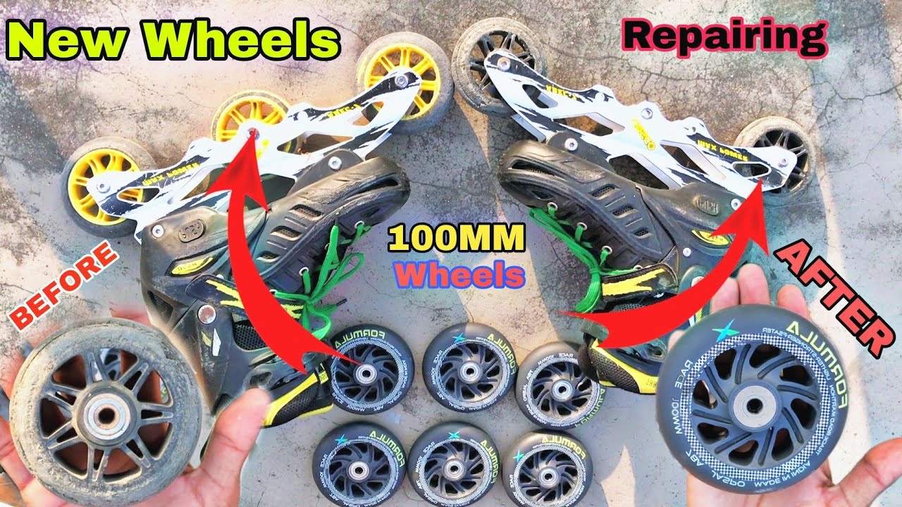 How to change your inline skate wheels 100mm Wheels Repairing.... - YouTube