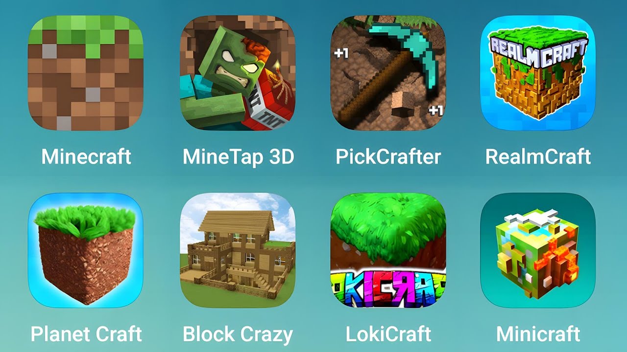 Minecraft, MineTap 3D, PickCrafter, RealmCraft, Planet Craft, Block ...