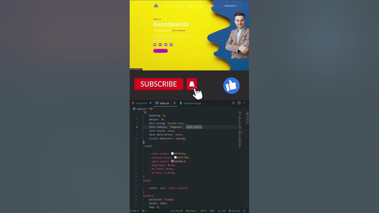 Portfolio Using Html And Css Becodewala Youtube