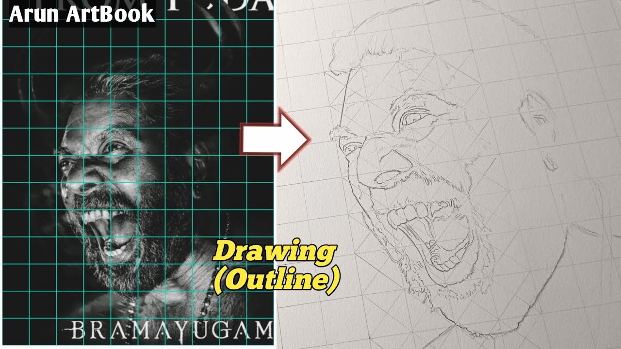 BRAMAYUGAM Mammotty Drawing Easy / Bramayugam Movie Drawing / Outline ...