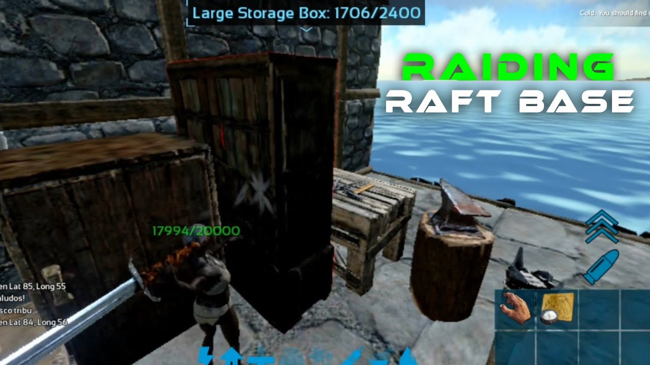 Raiding Small raft base and make turret and tame wolf||Ark mobile pvp ...