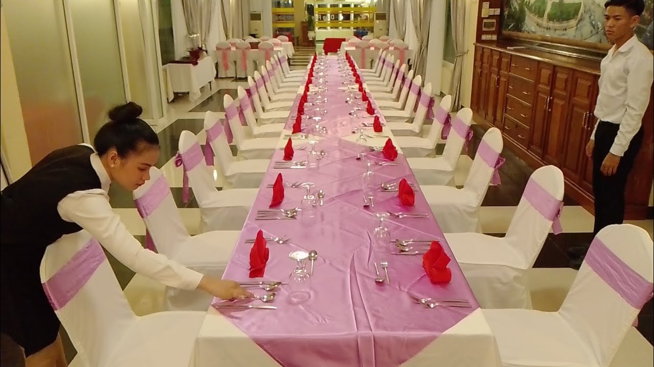Let's go to setup the tables like pink colour with Srey Touch - YouTube