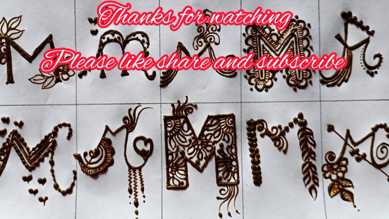 Beautiful 'm' letter mehndi design || M letter mehndi - YouTube