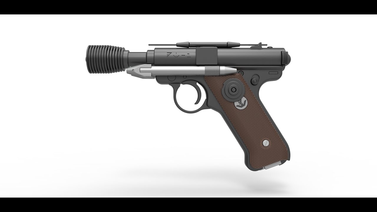 Heavy Blaster pistol DT-12 3D model view from the movie Star Wars A New ...