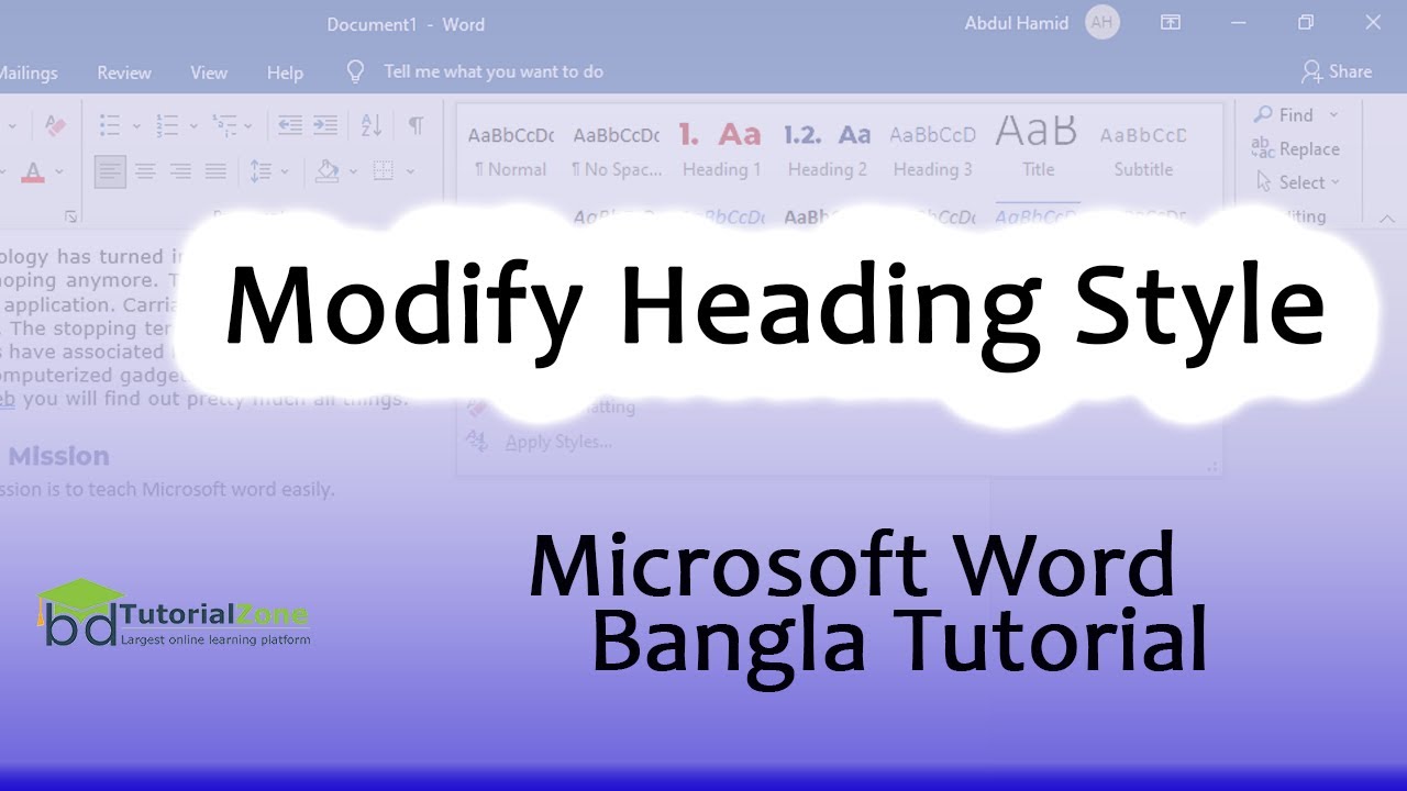 How To Change Heading Style And Update Table Of Content Bdtutorialzone YouTube how-to-change-heading-style-and-update-table-of-content-bdtutorialzone-youtube