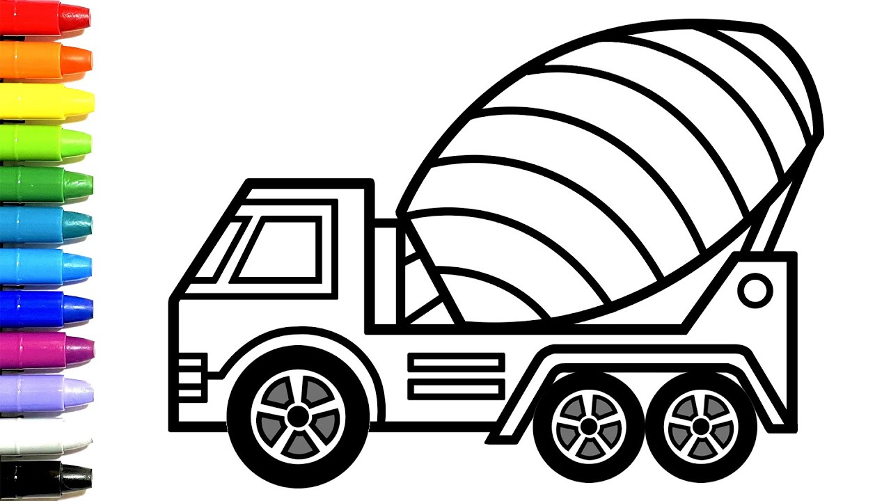 How to draw ready mixed concrete truck!!! (cartoon) EASY DRAWING ...