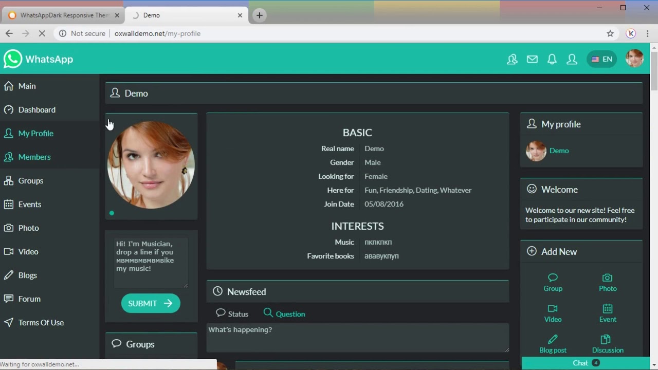 WhatsApp Dark Responsive Oxwall Theme v3 - YouTube