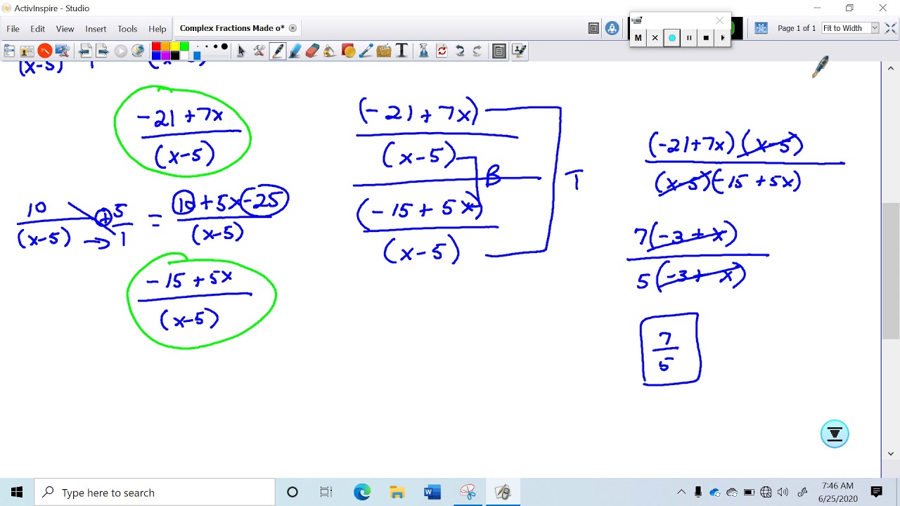 Complex Fractions Made of Sums Involving Rational Expressions Problem ...