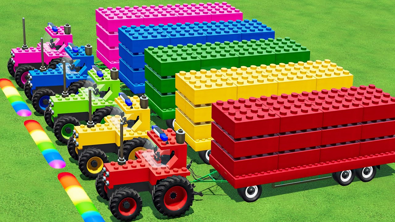 LOADER OF COLORS! LEGO TRACTORS vs BIG LEGO BALES! LEGO HAY BALING ...