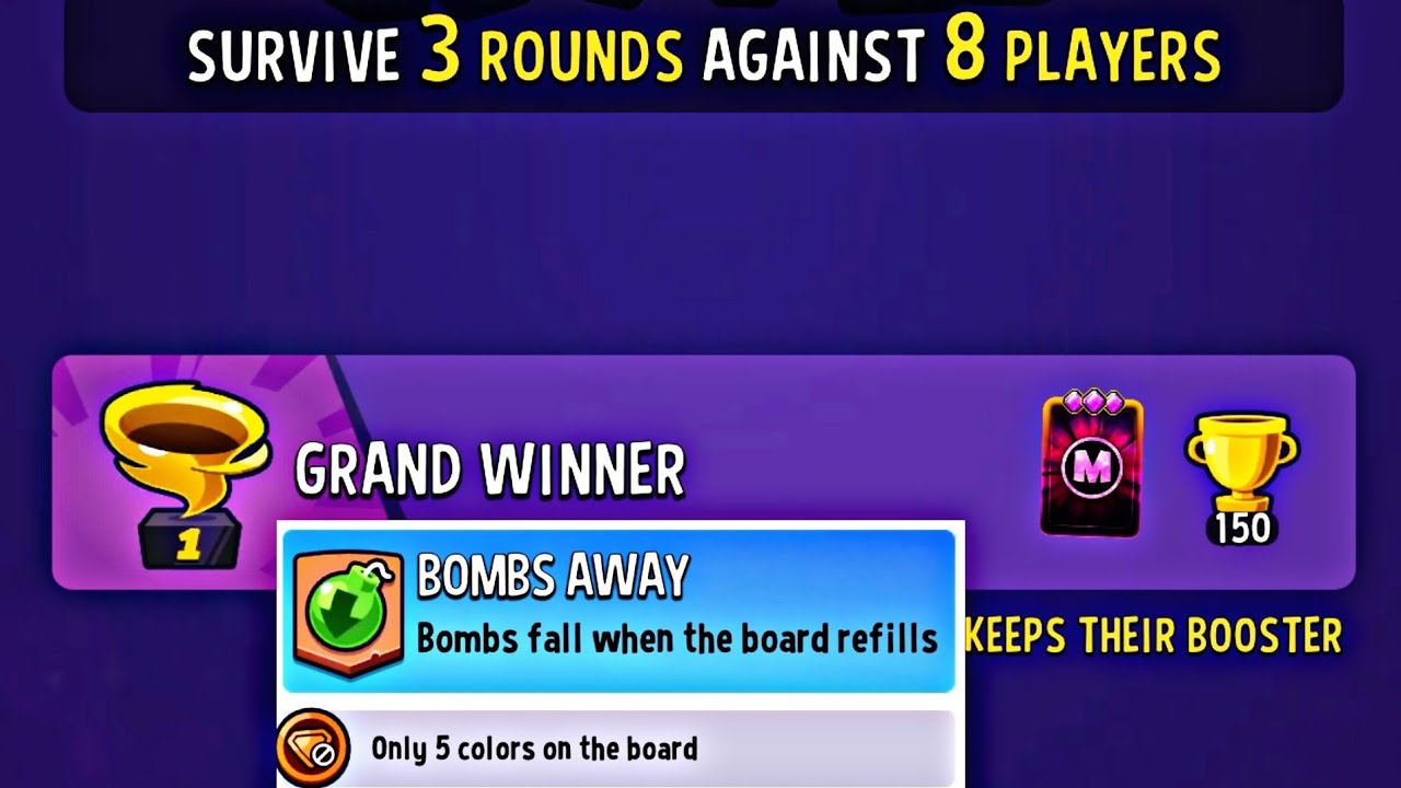 5 colors bombs away rumble match | match masters | 5 colors | bomb away ...