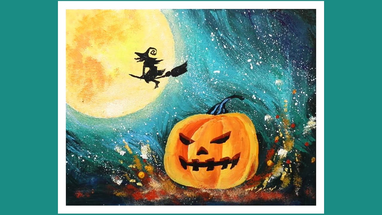 halloween painting | how to paint pumpkin | easy acrylic painting for ...