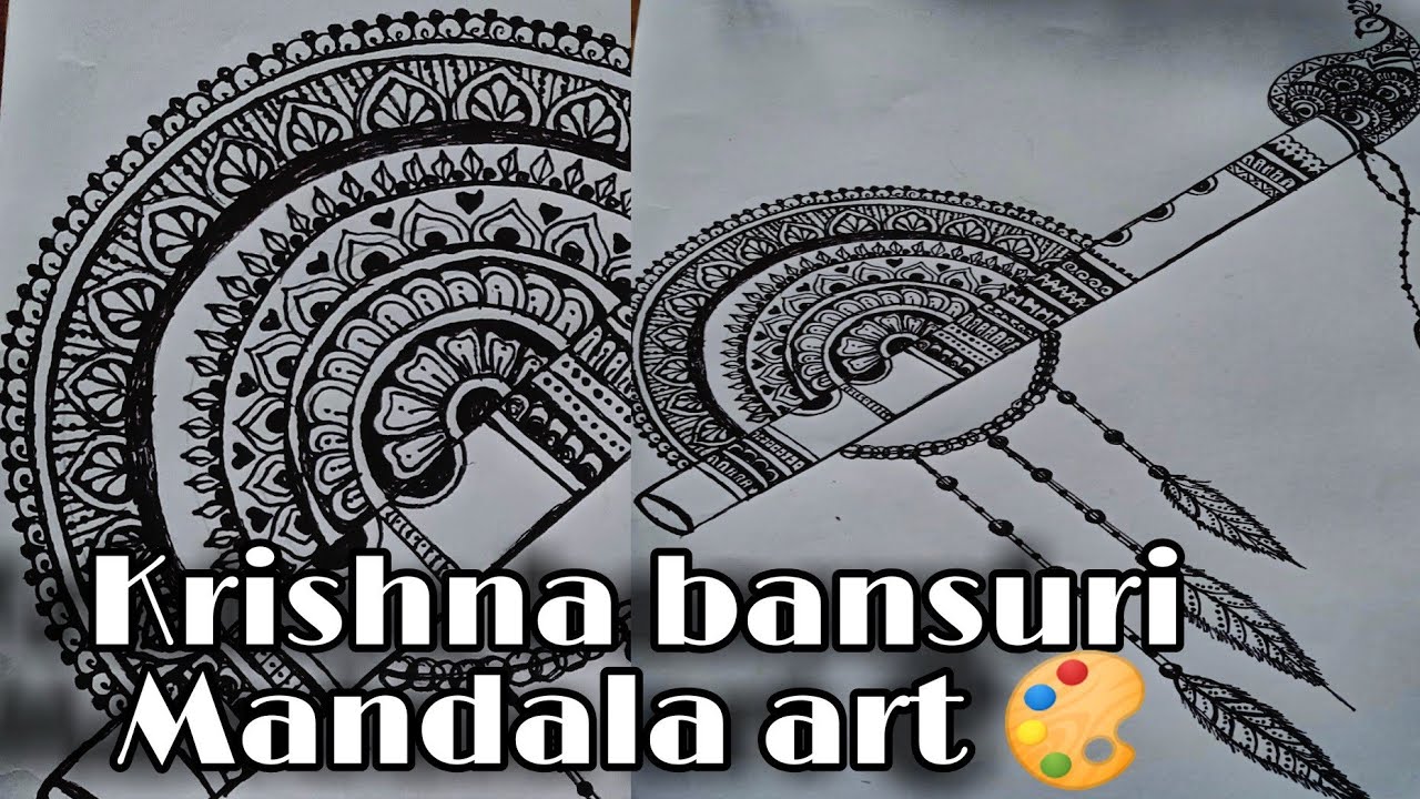 Krishna bansuri Mandala art/ easy art/ easy bansuri Mandala art 🎨 - YouTube