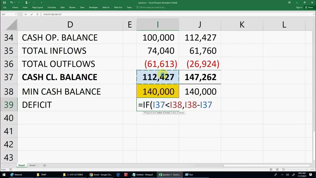 Excel Deficit Calculation Explained in FINANCIAL MODEL in 1 Minute ...