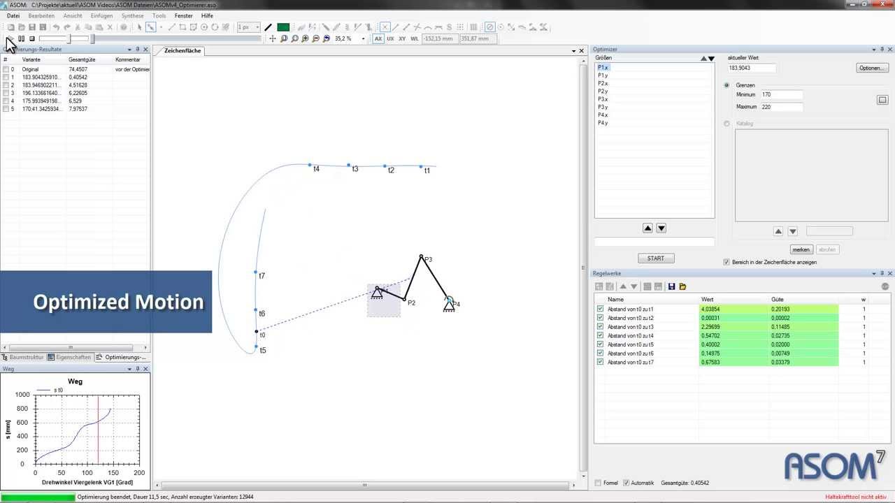 Kinematic Optimization of Mechanisms, Movement Optimization - YouTube