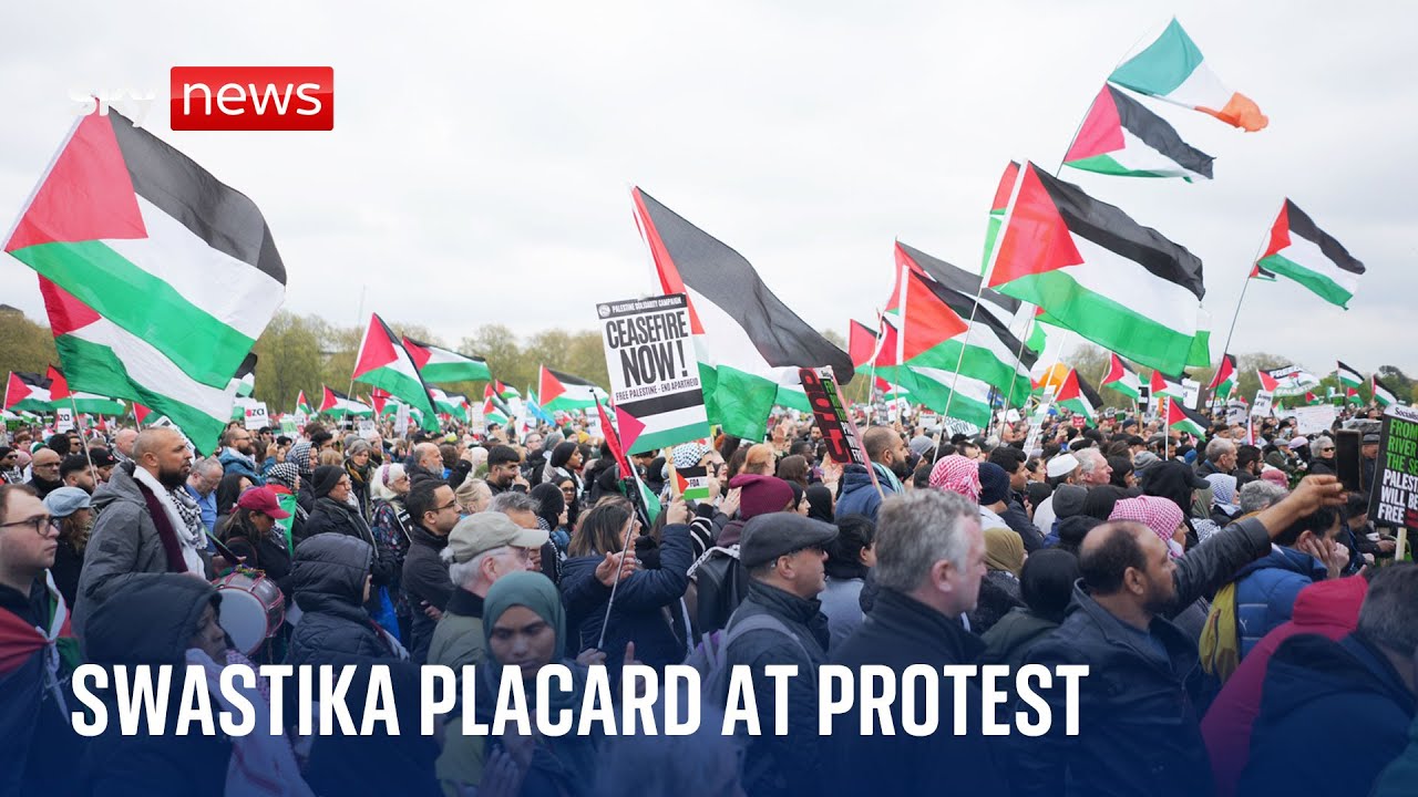 Man arrested for carrying swastika placard at pro-Palestinian protest ...