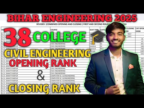 BIHAR ENGINEERING 2025 || 38 COLLEGE CIVIL ENGINEERING CUT OFF 2025 ...