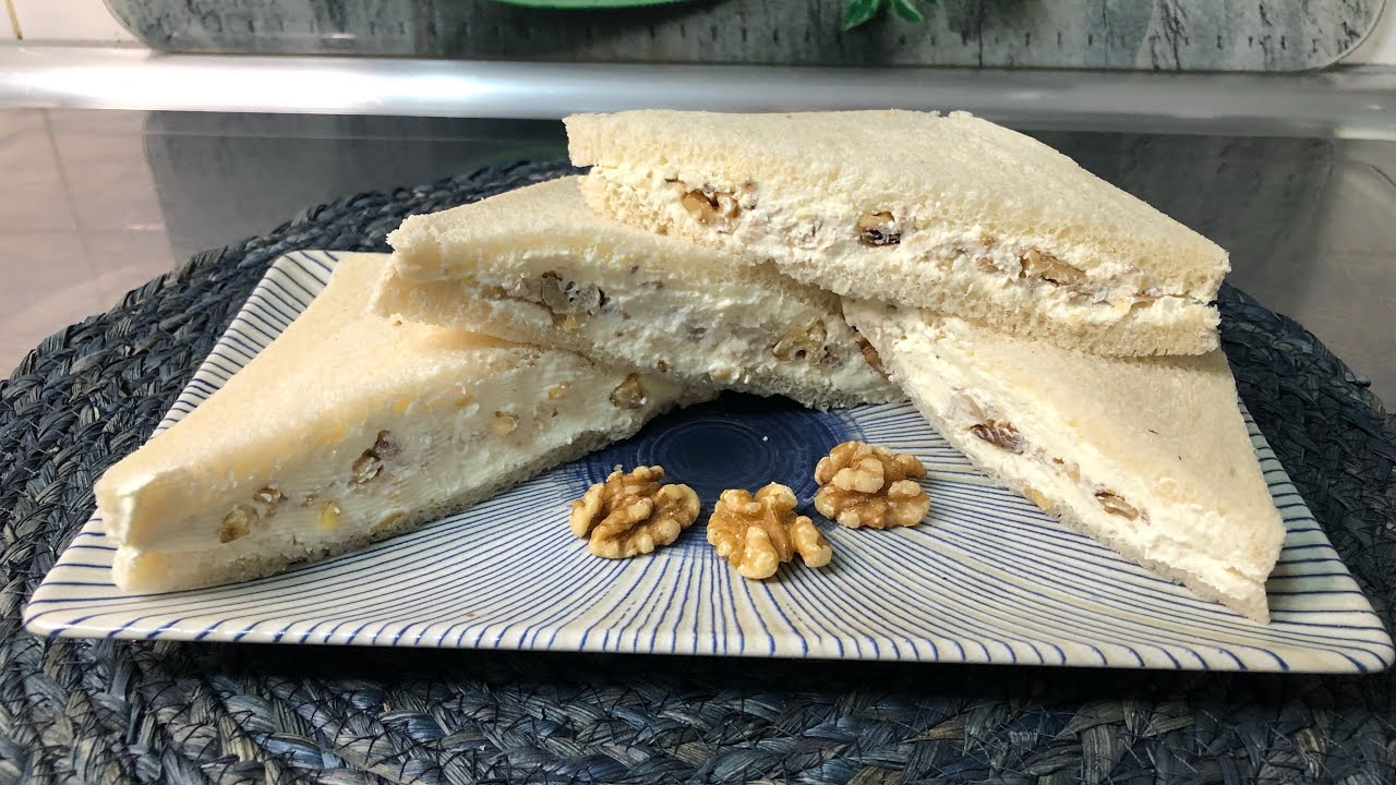 Sándwich de nueces y queso crema, receta súper fácil, rápida y ...