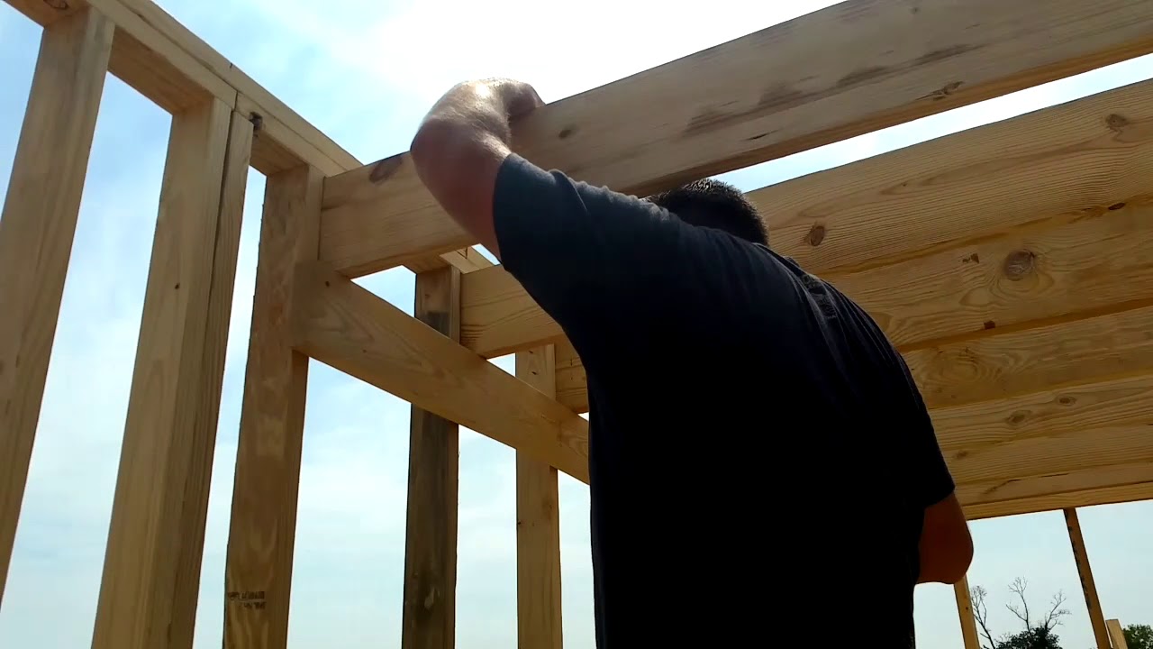 Installing the rafters for the loft in our shed. - YouTube