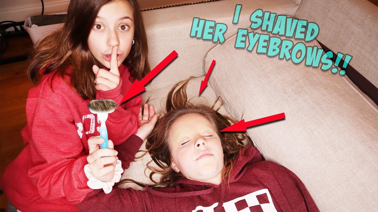 I Tried Shaving My Sisters Eyebrows Off Did It Work Youtube
