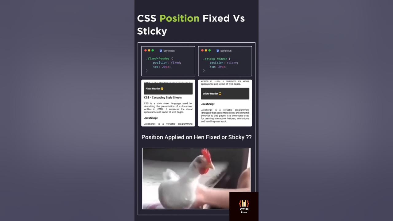 What's the difference between fixed and sticky position in css #coding ...