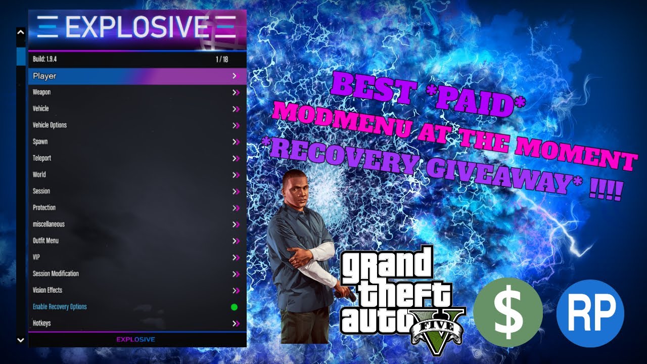 NEW PAID MOD MENU FOR GTA 5 ONLINE 1.50 (EXPLOSIVE) *RECOVERY GIVEAWAY ...