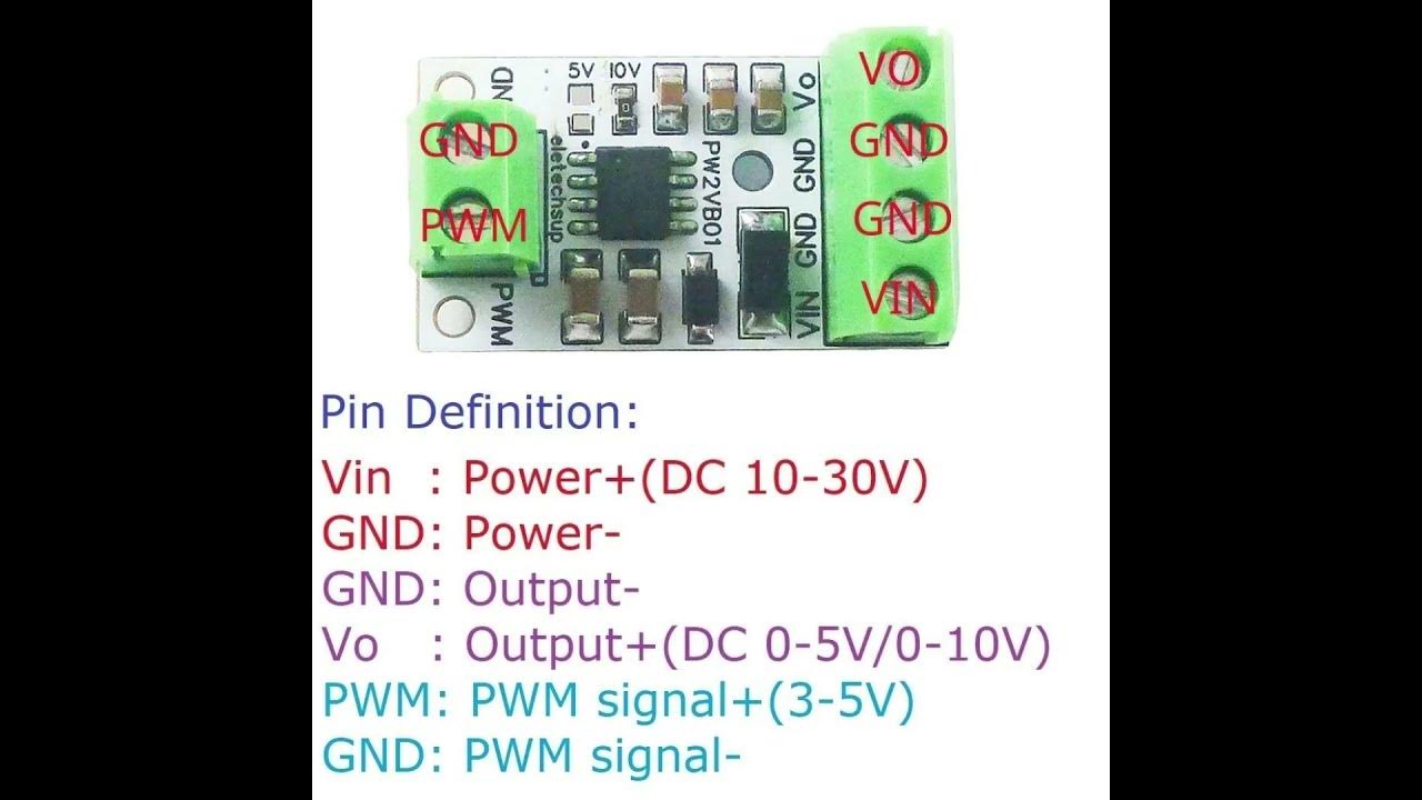 1/5PCS PWM to DAC Converter Input Pulse Signal Output 0-5V/0-10V ...