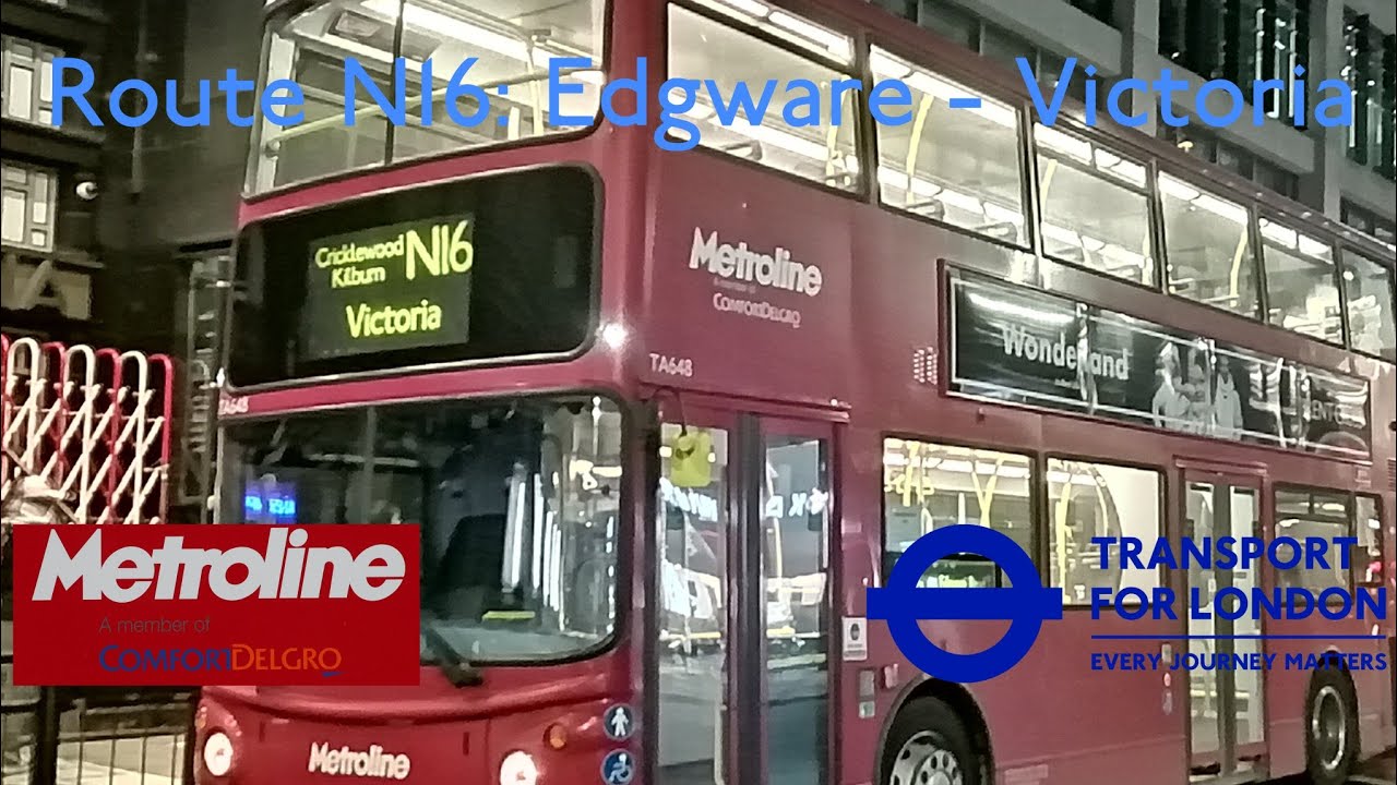FULL ROUTE VISUAL | Route N16: Edgware - Victoria | TPL264 (LN51XYY ...