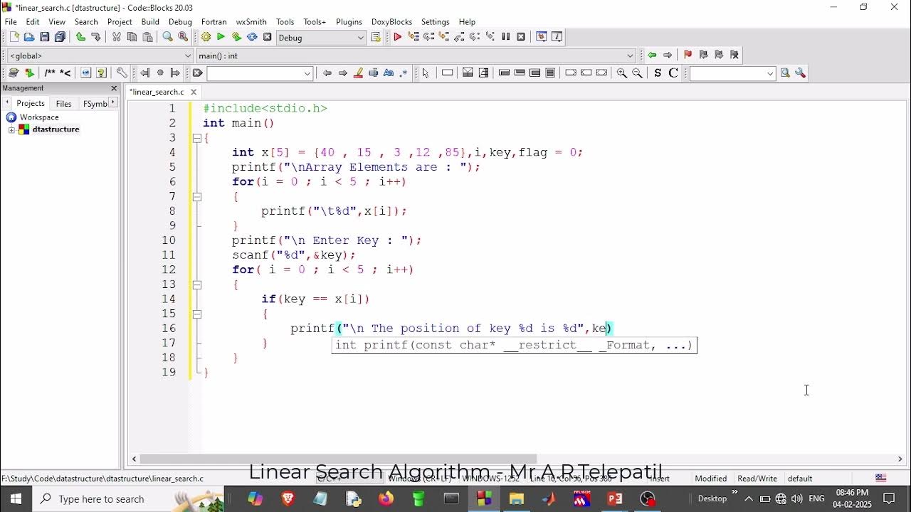Linear Search Algorithm in C | CodeBlocks IDE Tutorial & Implementation - YouTube