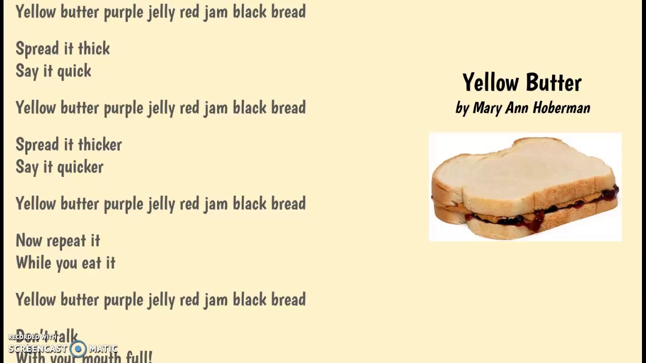 Yellow Butter by Mary Ann Hoberman - YouTube